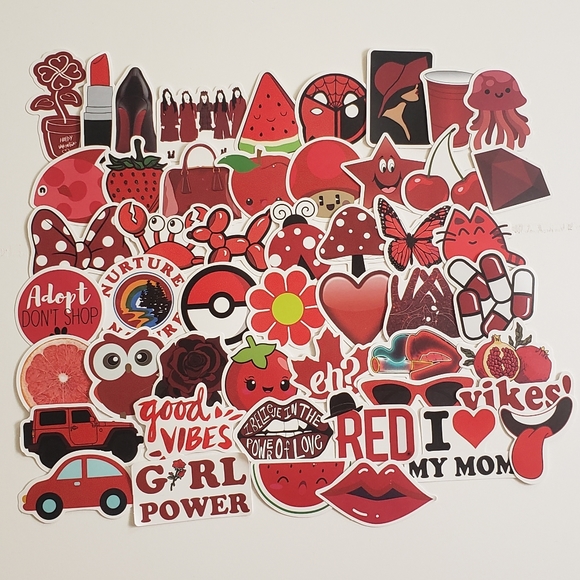 Accessories | 315 5pcs Red Stickers | Poshmark